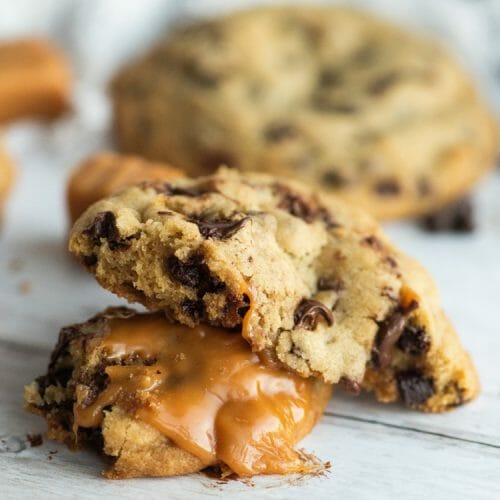 Caramel Stuffed Chocolate Chip Cookies Recipe